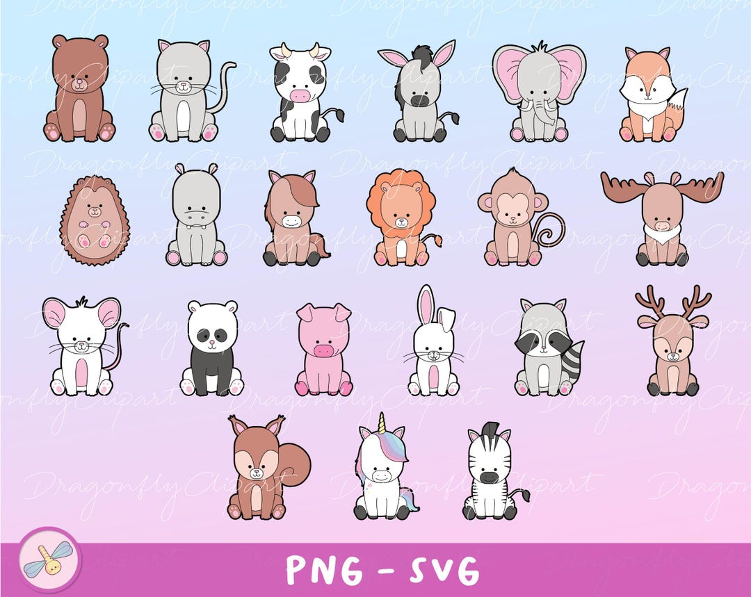 Cute World Animals SVG PNG Bundle - Cute Animal Clipart Pack - Etsy UK