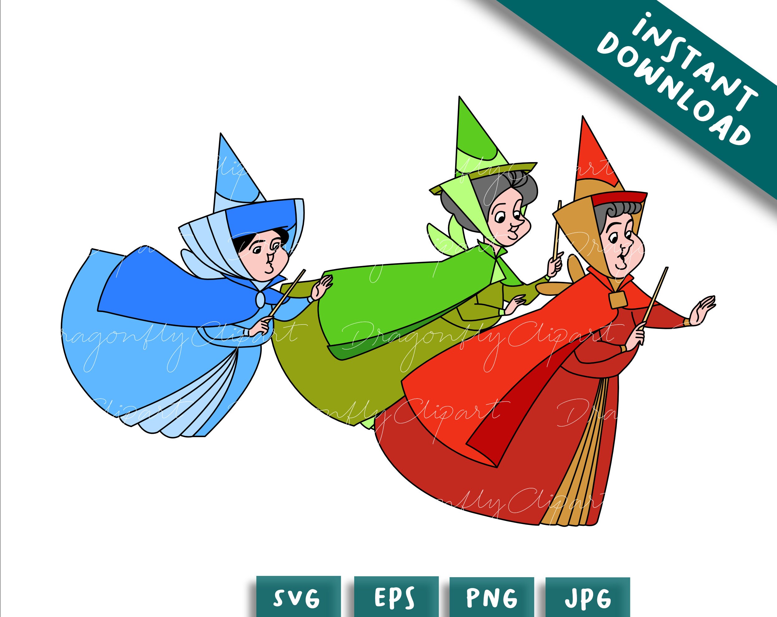 Sleeping Beauty Good Fairies Svg Png, Fairies Aurora Flora, Fauna, and ...