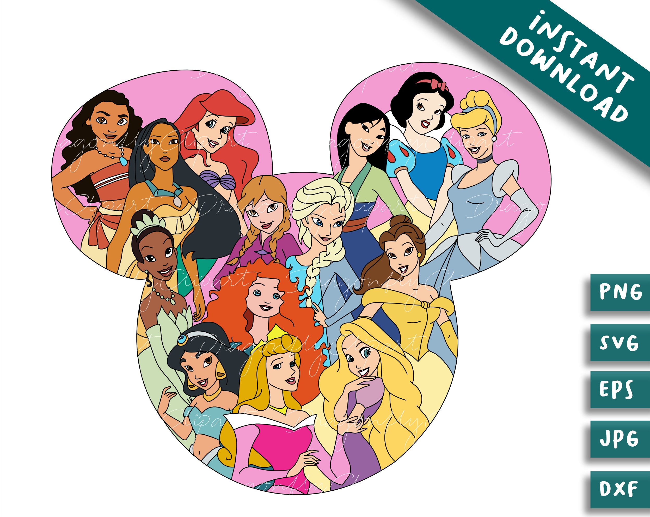 Princess SVG Disneyland Ears Png Clipart , Princesses Svg , Cut File ...
