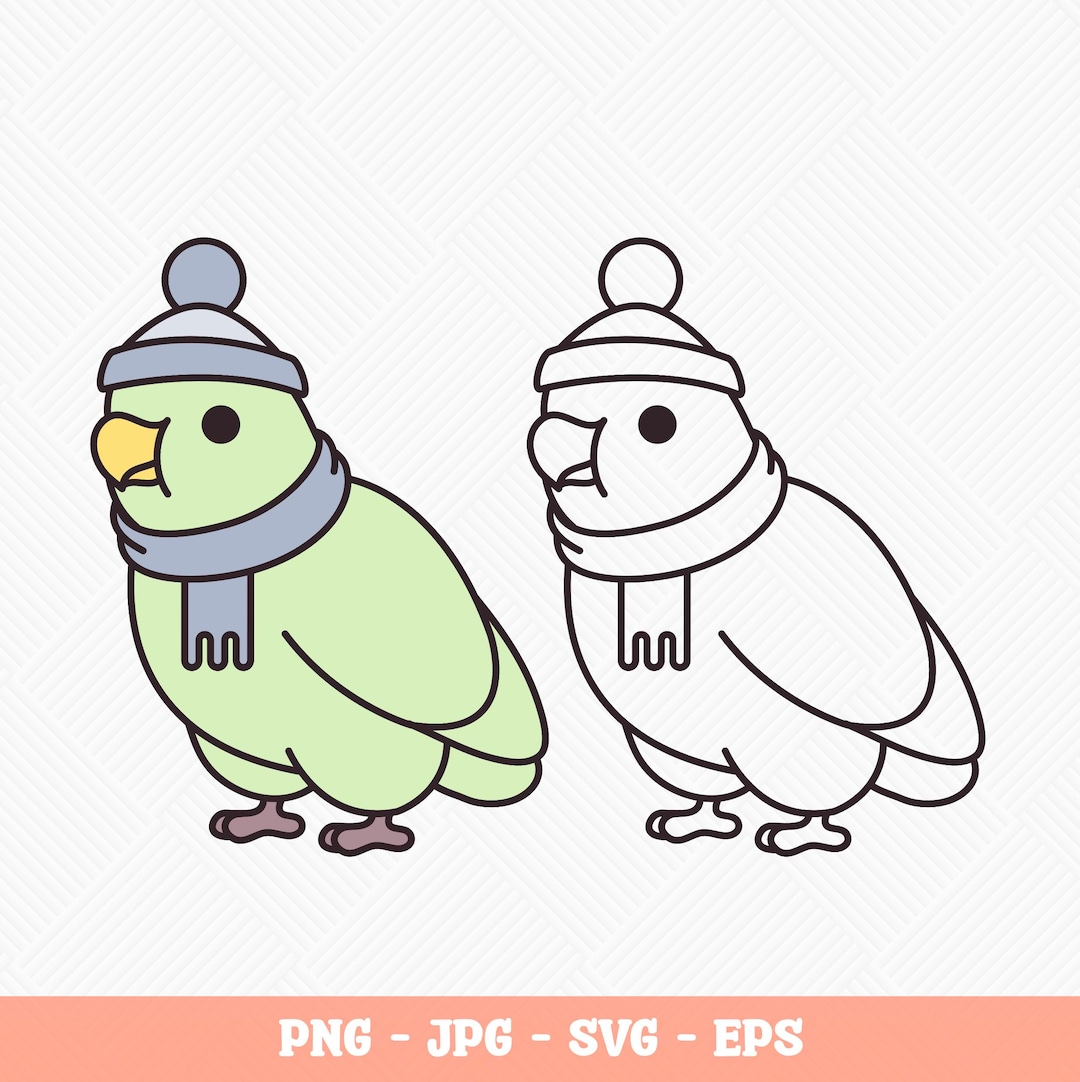Winter Parakeet SVG Cutting Files Layered and Outlined for Cricut & PNG ...