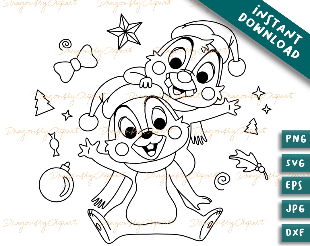Chip Dale Svg Png dxf, Personaje lindo de Navidad, alegre ardillas ...