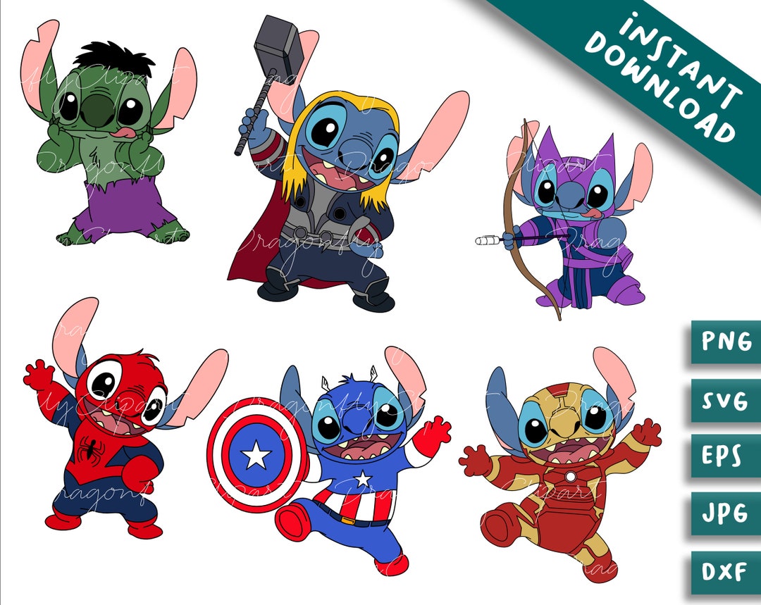 Stitch Super Heros Bundle 6 Svg,svg Cricut Heros Kid,gift for Friend ...