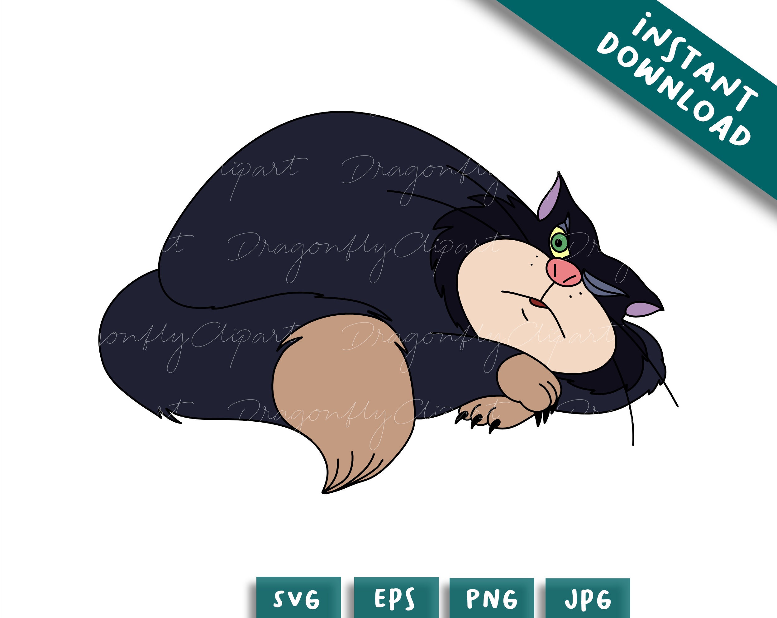 Cinderella Lucifer Cat, Clipart Svg Png, Svg Cricut, Cinderella Ennemy ...
