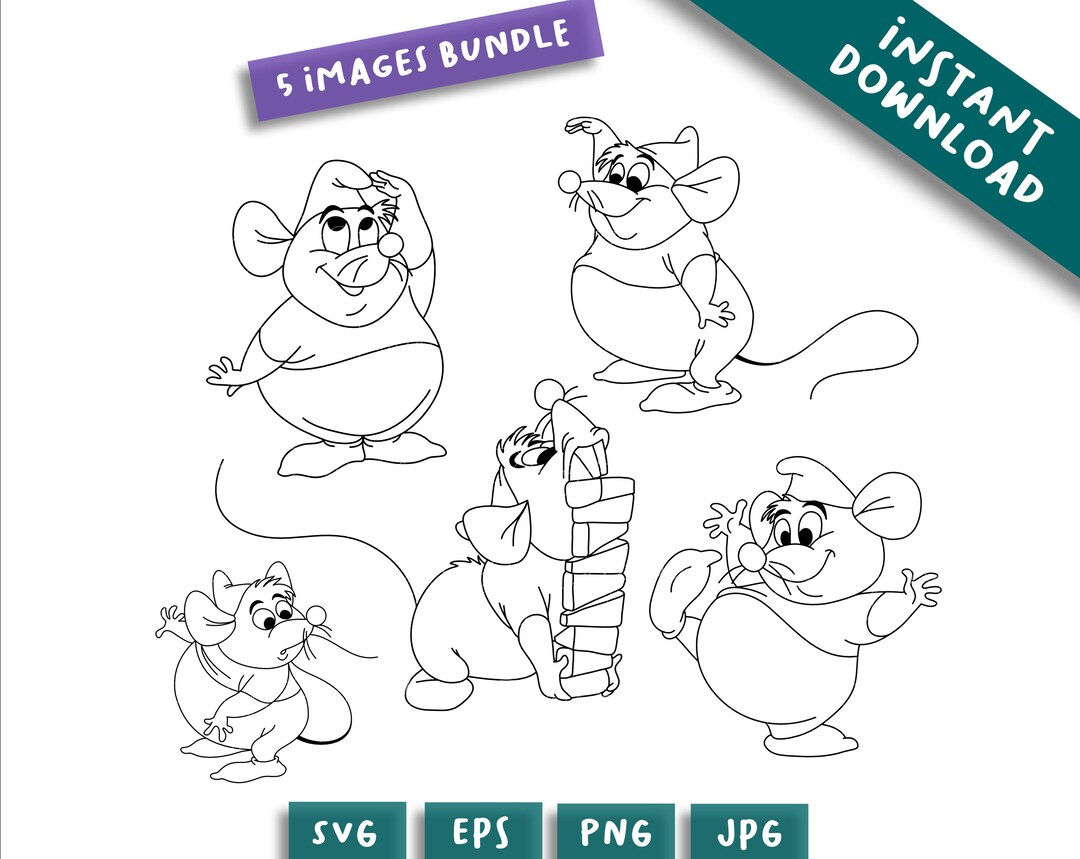 Bundle Cinderella Gus, Mice Clipart Svg Png, Svg Cricut Cute Mice ...