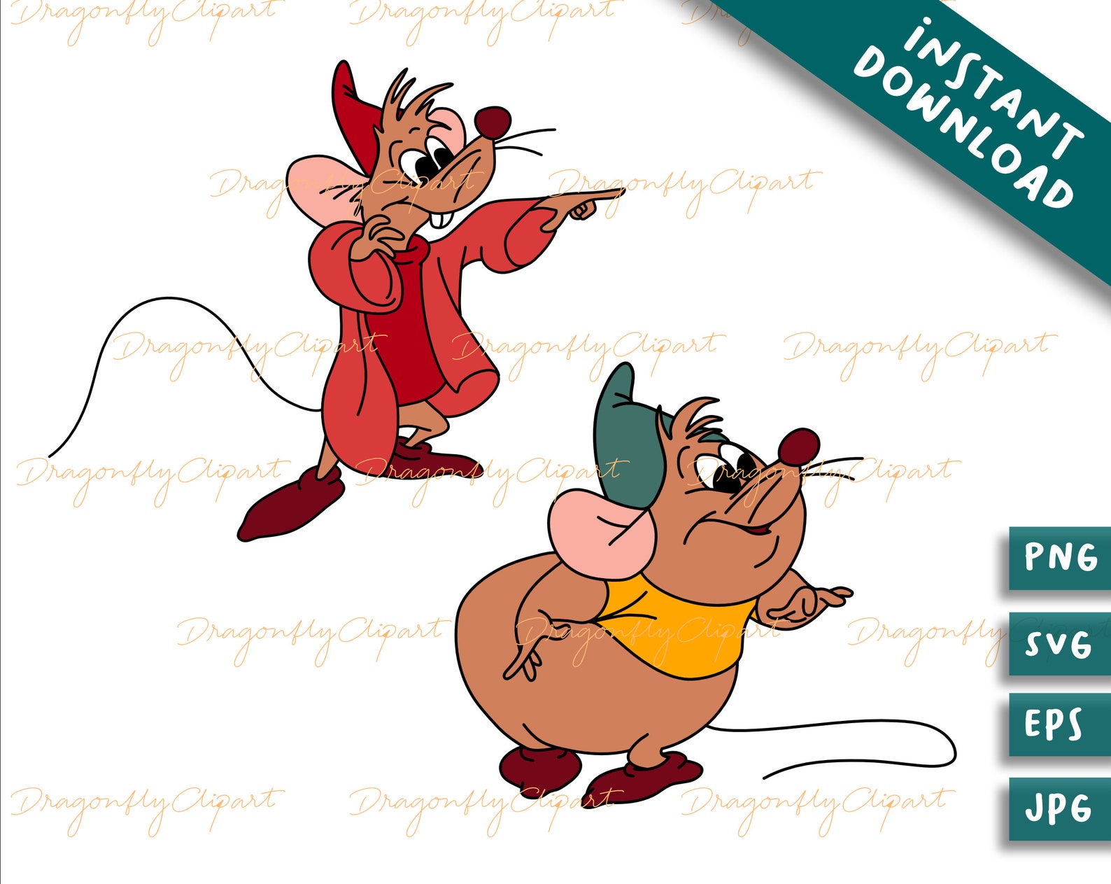 Cinderella Mice, Gus and Jack Clipart Svg Png, Svg Cricut Cute Mice ...