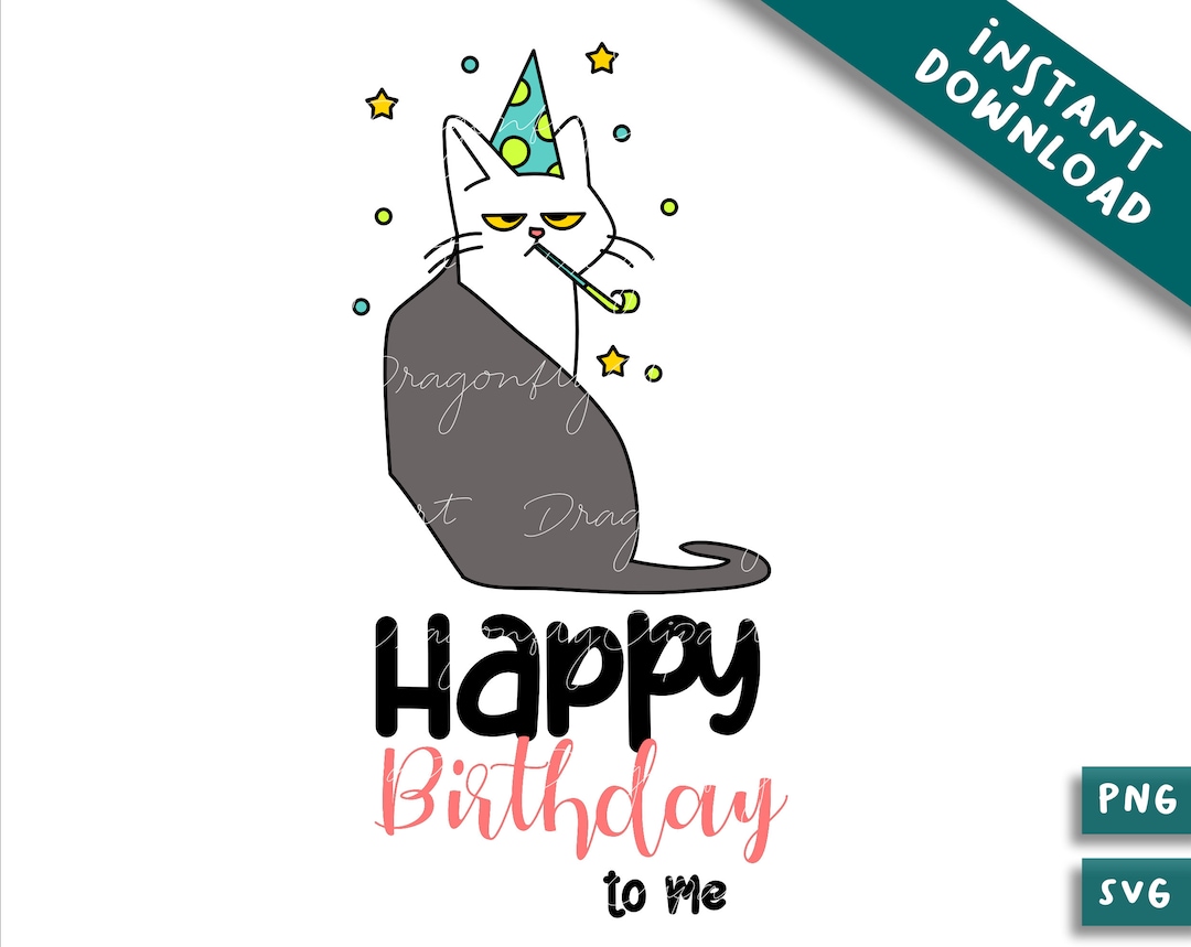 Birthday Cat Svg, Kitty Birhday, Cat Cutting File, Kitten Svg Png ...