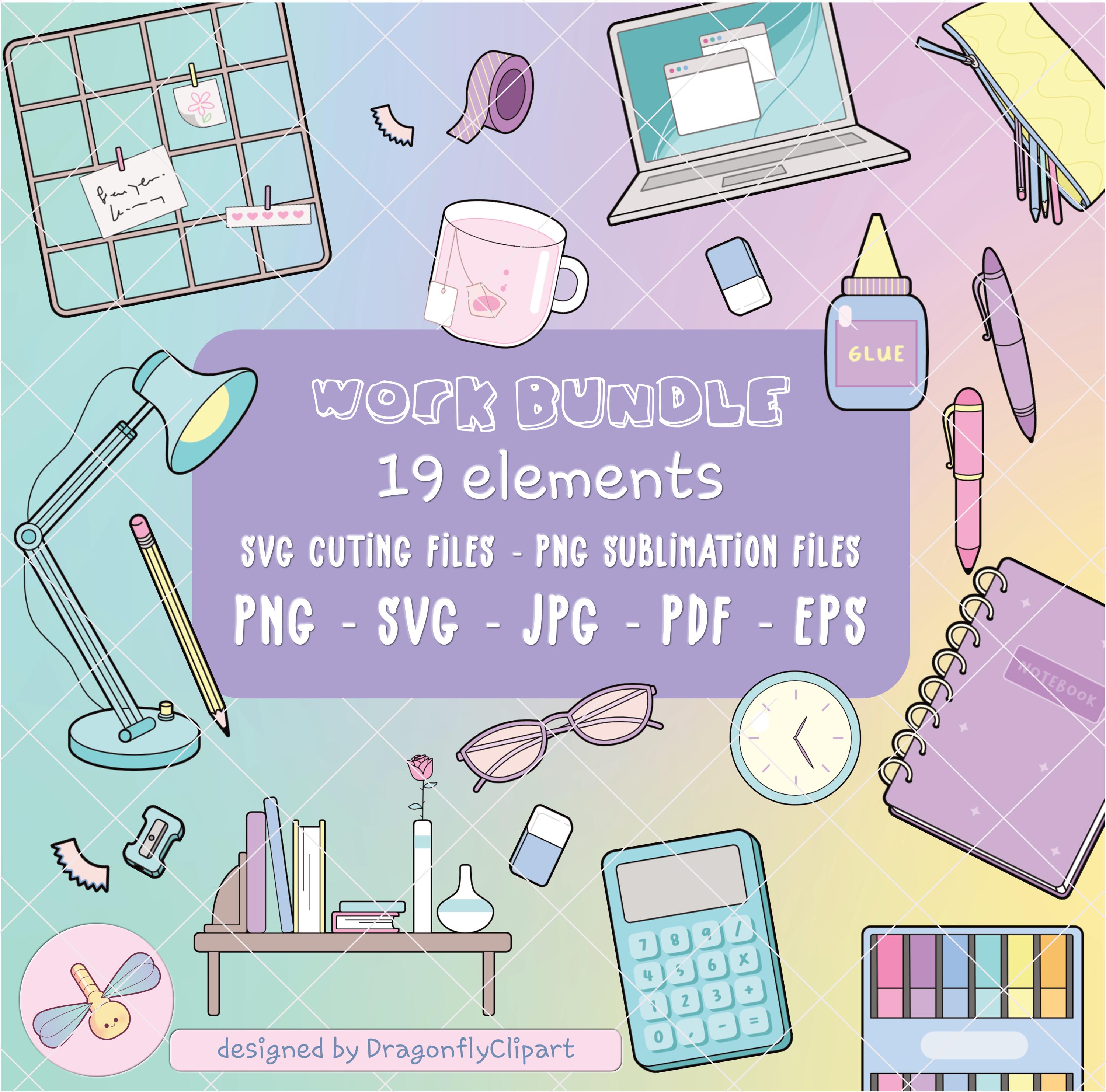 Kawaii Desk Clipart: Work SVG Bundle (19 Files) - Etsy
