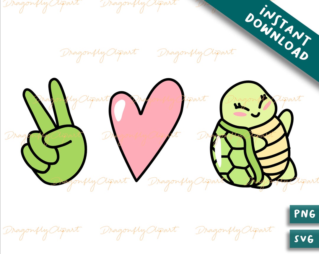 Peace Love Turtle Svg for Shirt Cutting Files Cricut Funny Turtle Cute ...