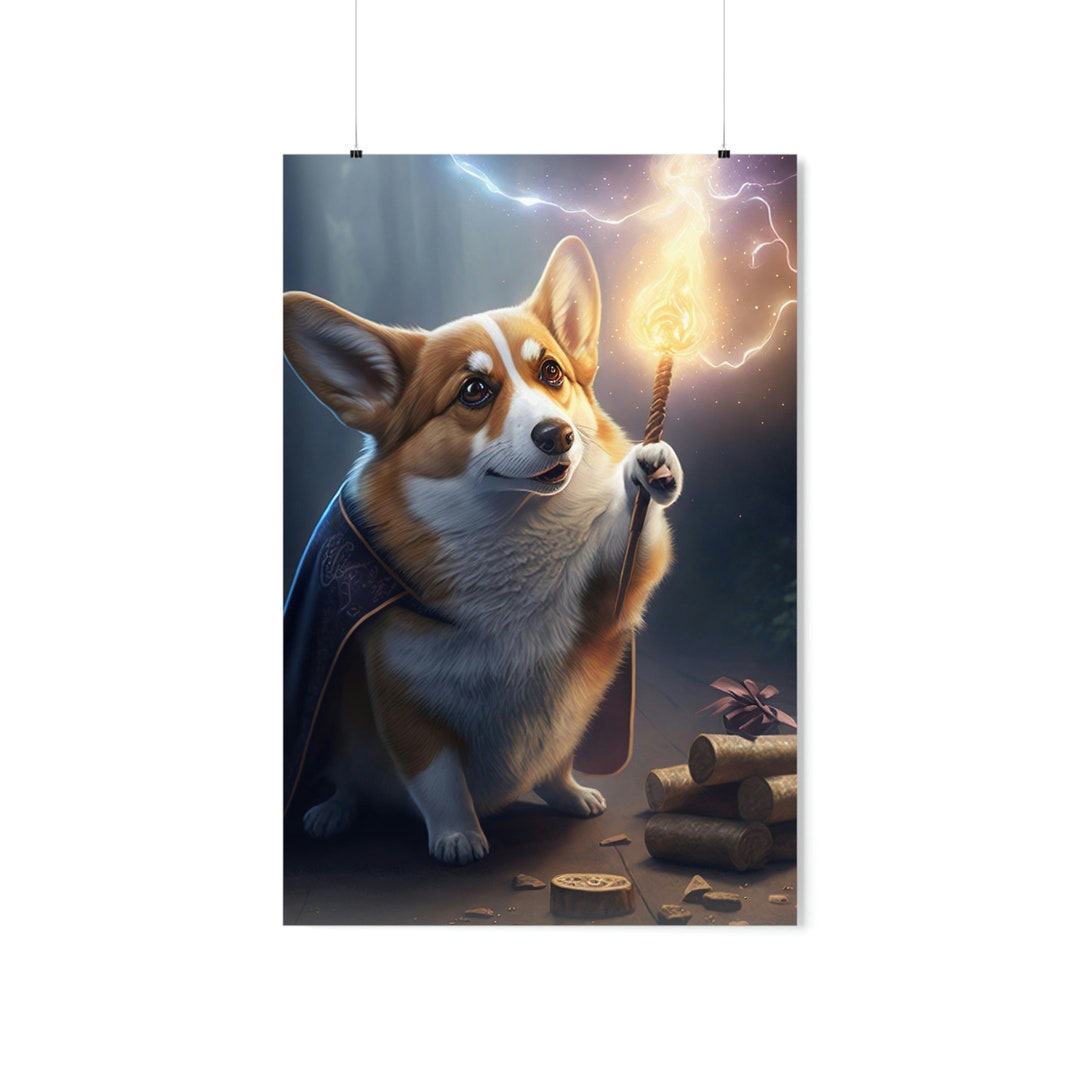 Corgi Mage Casting a Spell 24" X 36" Poster - Etsy