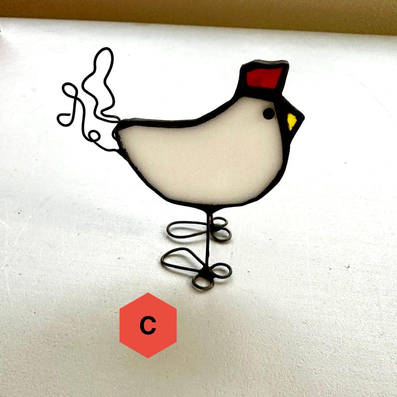 Silly Chicken Gift, Bird Sculpture Decor, Handmade Real Stained Glass ...