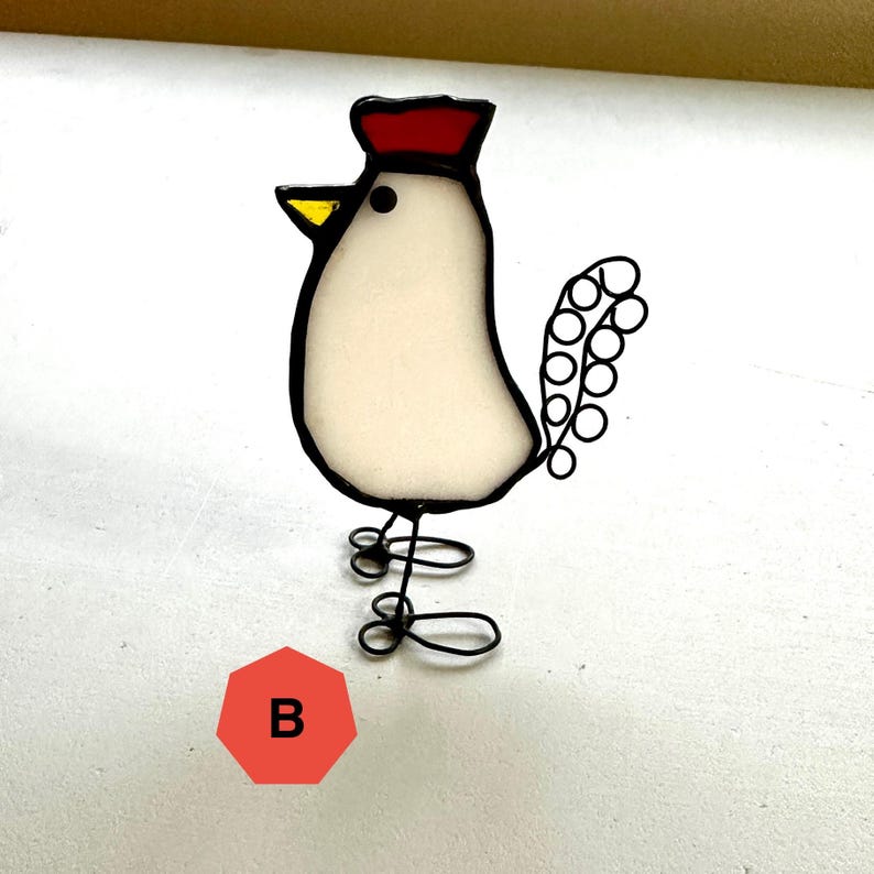 Silly Chicken Gift, Bird Sculpture Decor, Handmade Real Stained Glass ...