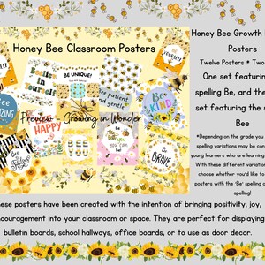 Honey Bee Classroom Bundle: Bulletin Board Kit, Bookmarks, Alphabet ...