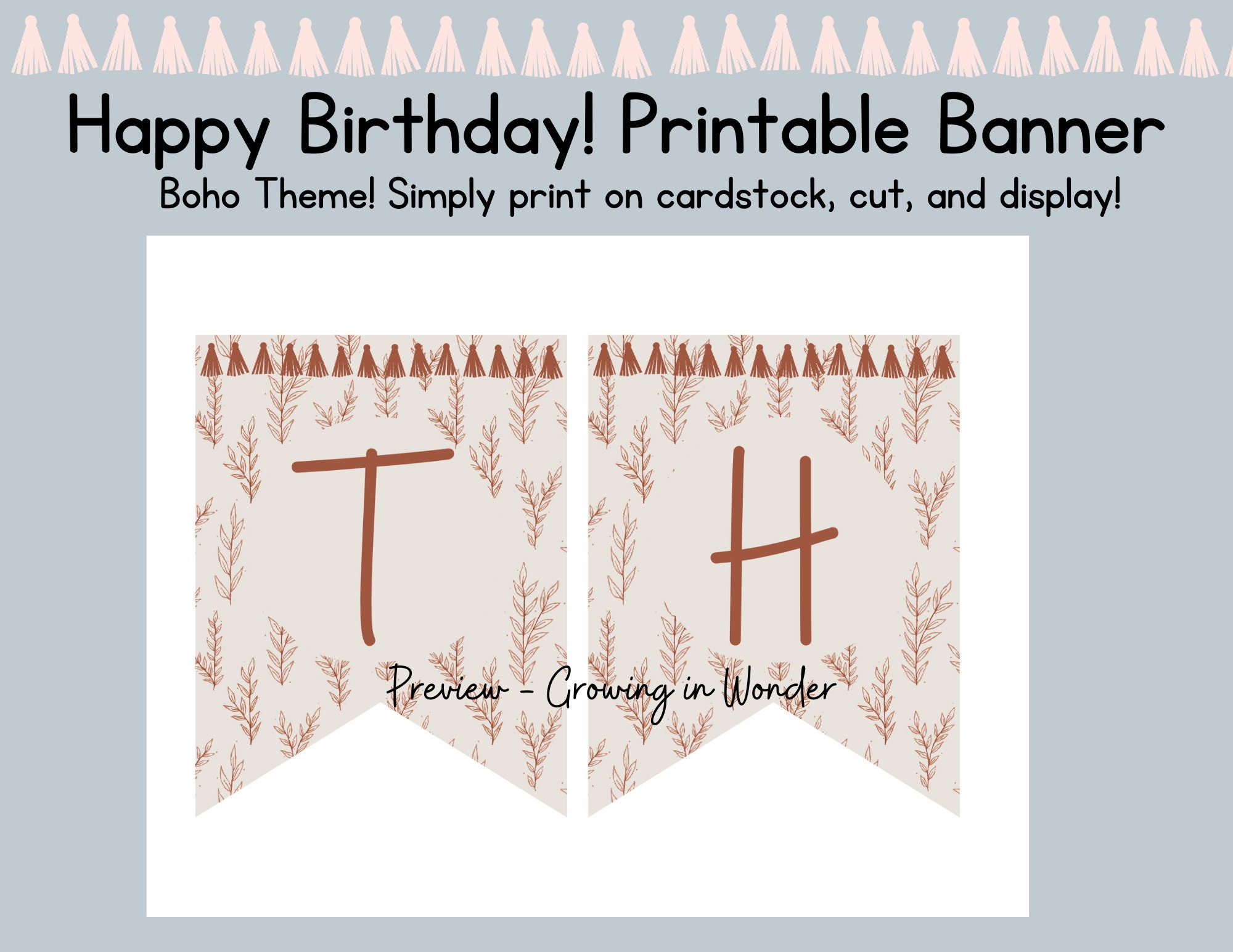Happy Birthday Printable Boho Banner - Etsy