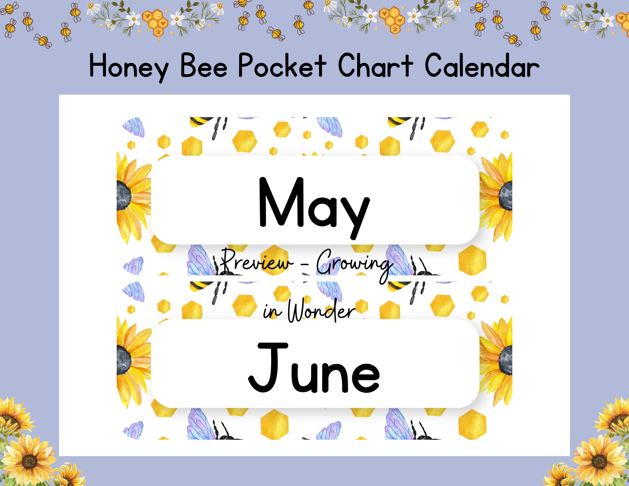 Bee Pocket Chart Calendar Classroom Bulletin Board Calendar - Etsy