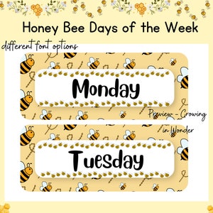 Honey Bee Days of the Week - Etsy