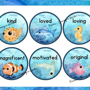 Affirmation Station, Ocean Animal Theme, Classroom Bulletin Board Decor ...