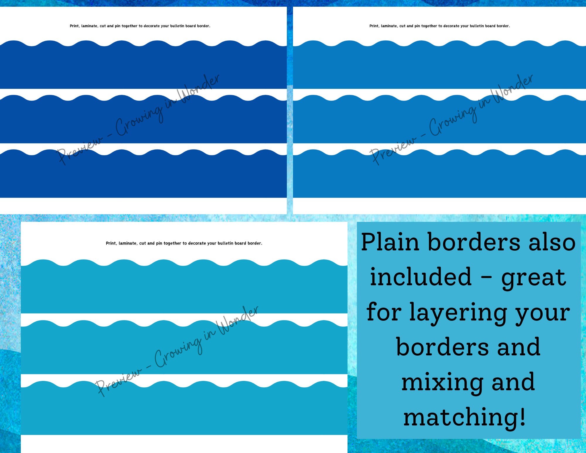 Ocean Theme Bulletin Board Borders, Under the Sea Classroom Decor, Back ...