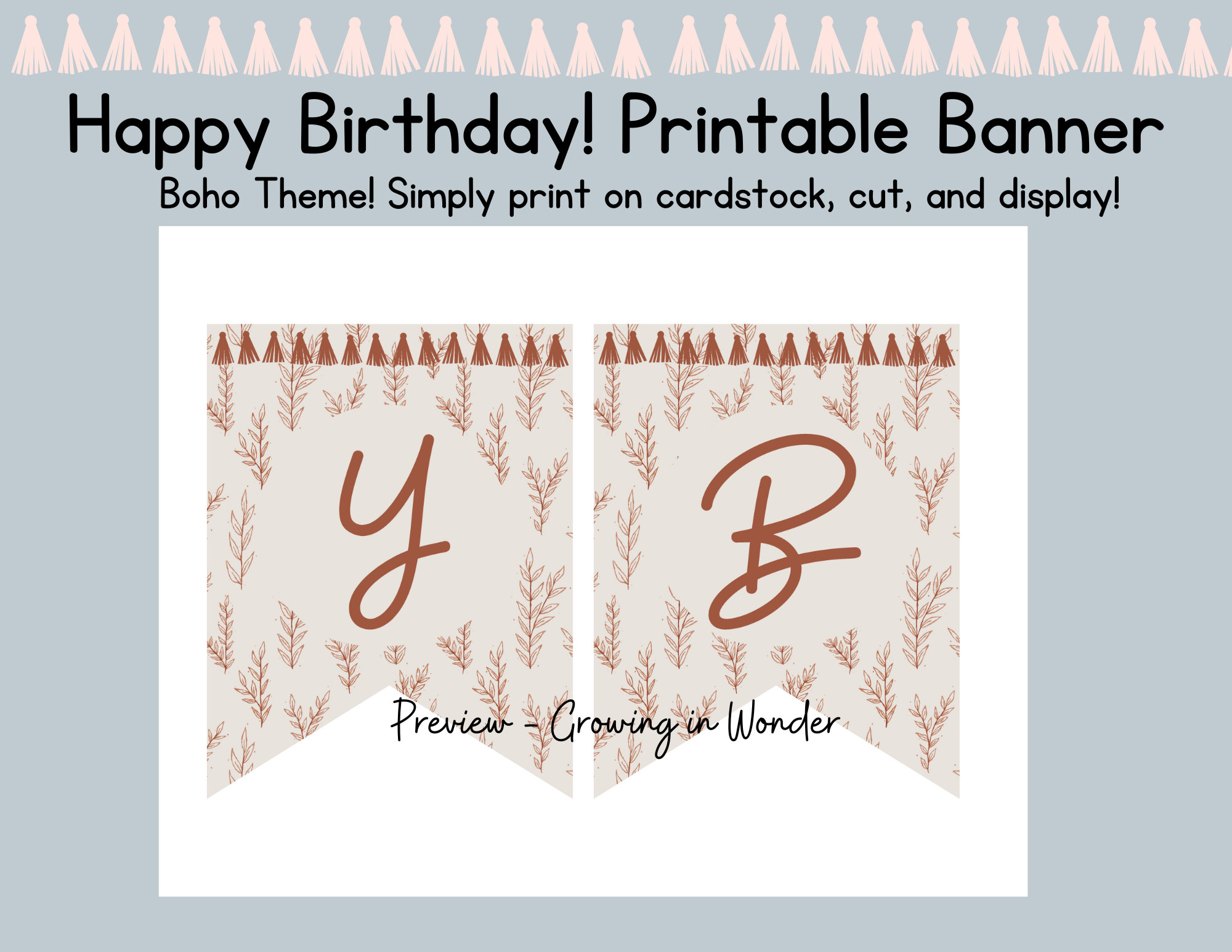 Happy Birthday Printable Boho Banner - Etsy