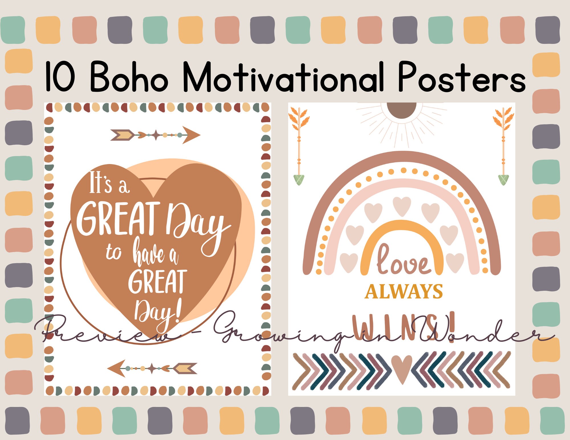 Boho Growth Mindset Motivational Classroom Posters - Etsy