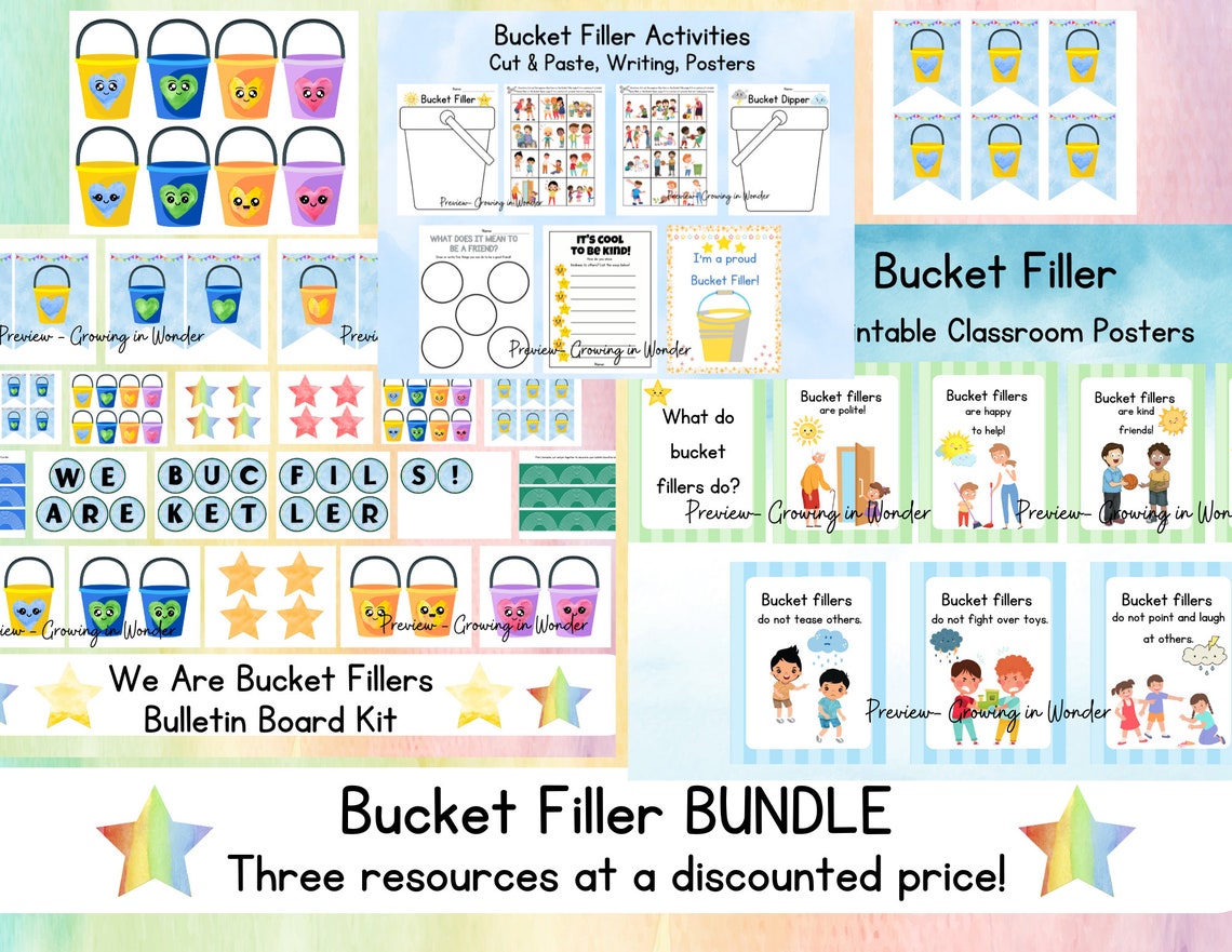 BUNDLE: Bucket Fillers Classroom Bundle, Bulletin Board Decor ...