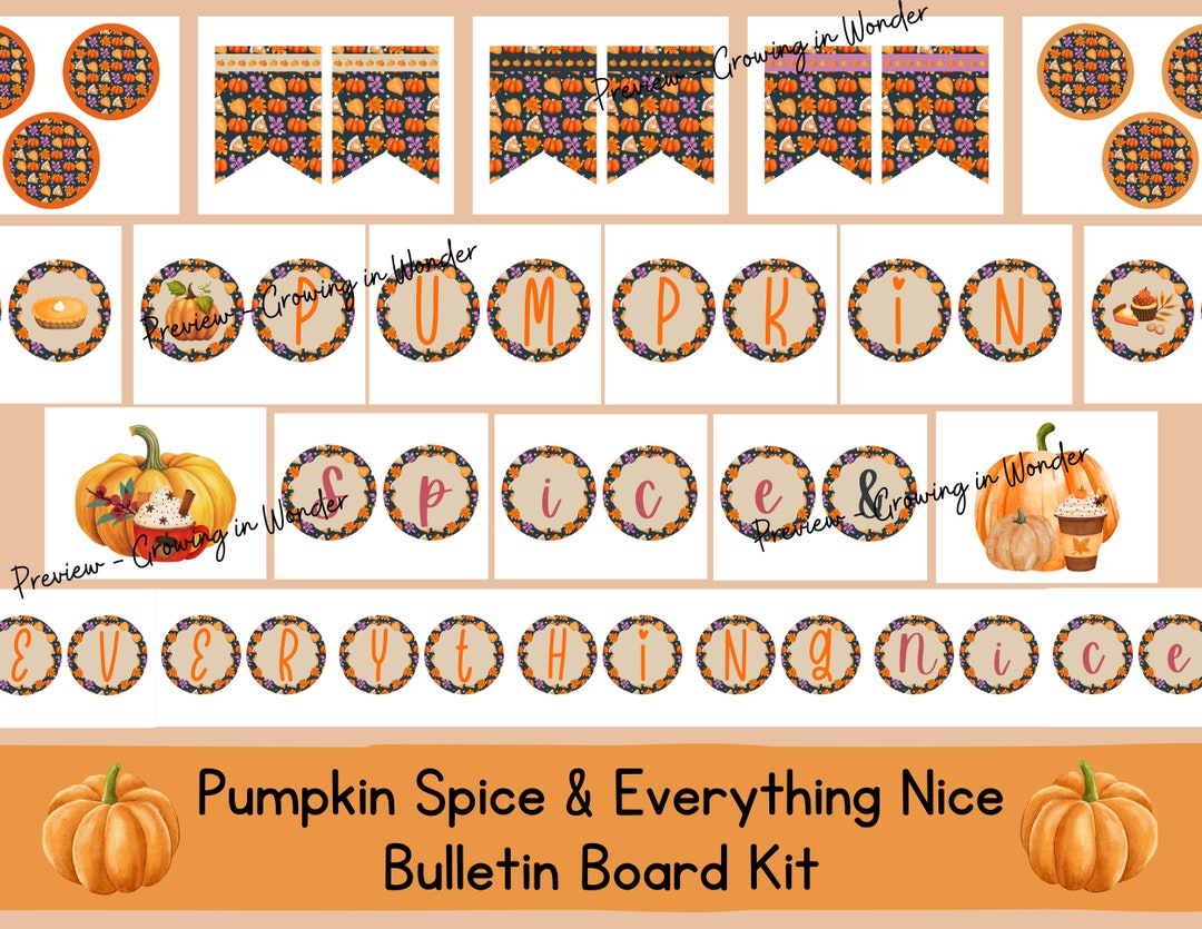 Fall Classroom Bulletin Board Kit, Pumpkin Spice and Everything Nice - Etsy