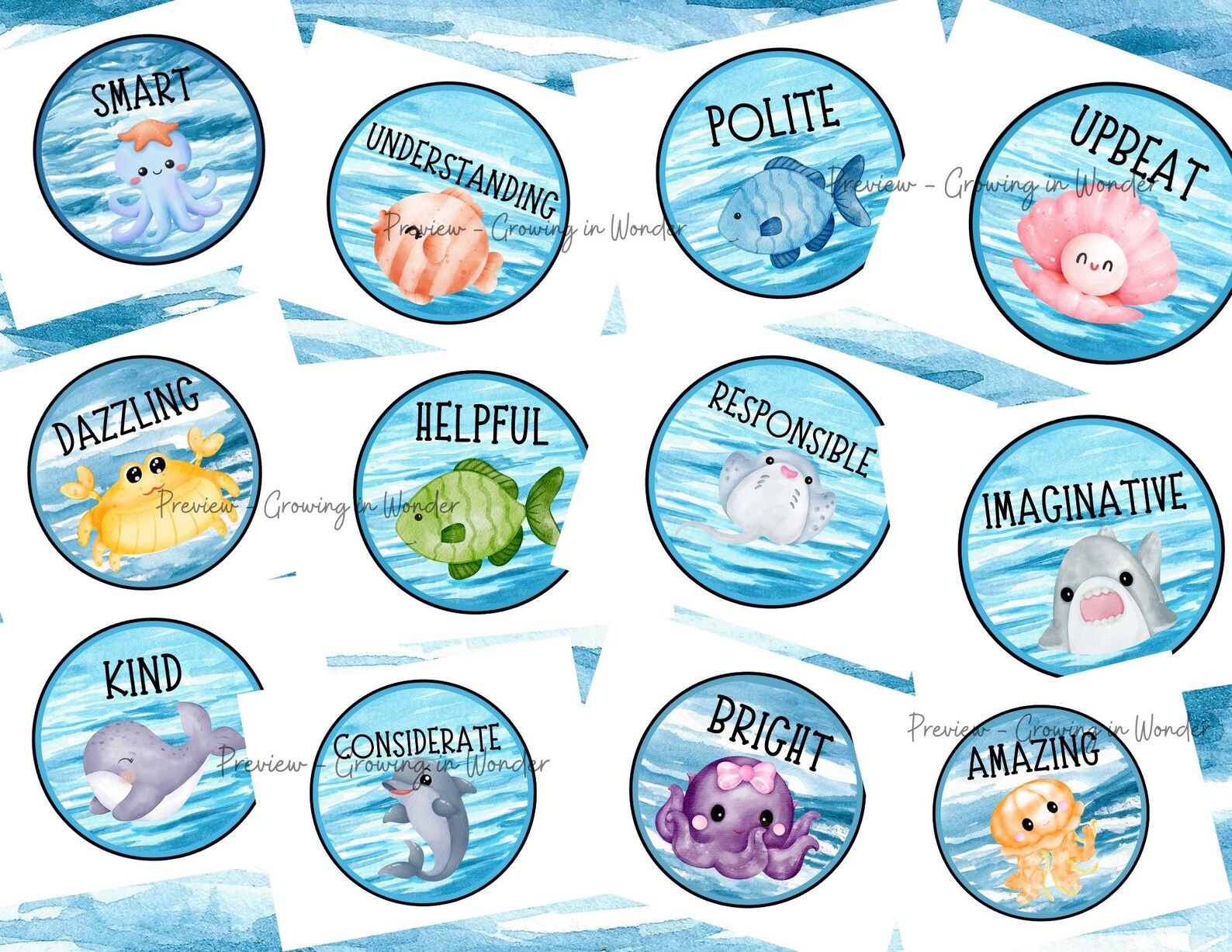 Large Ocean Animal Affirmation Station - Etsy