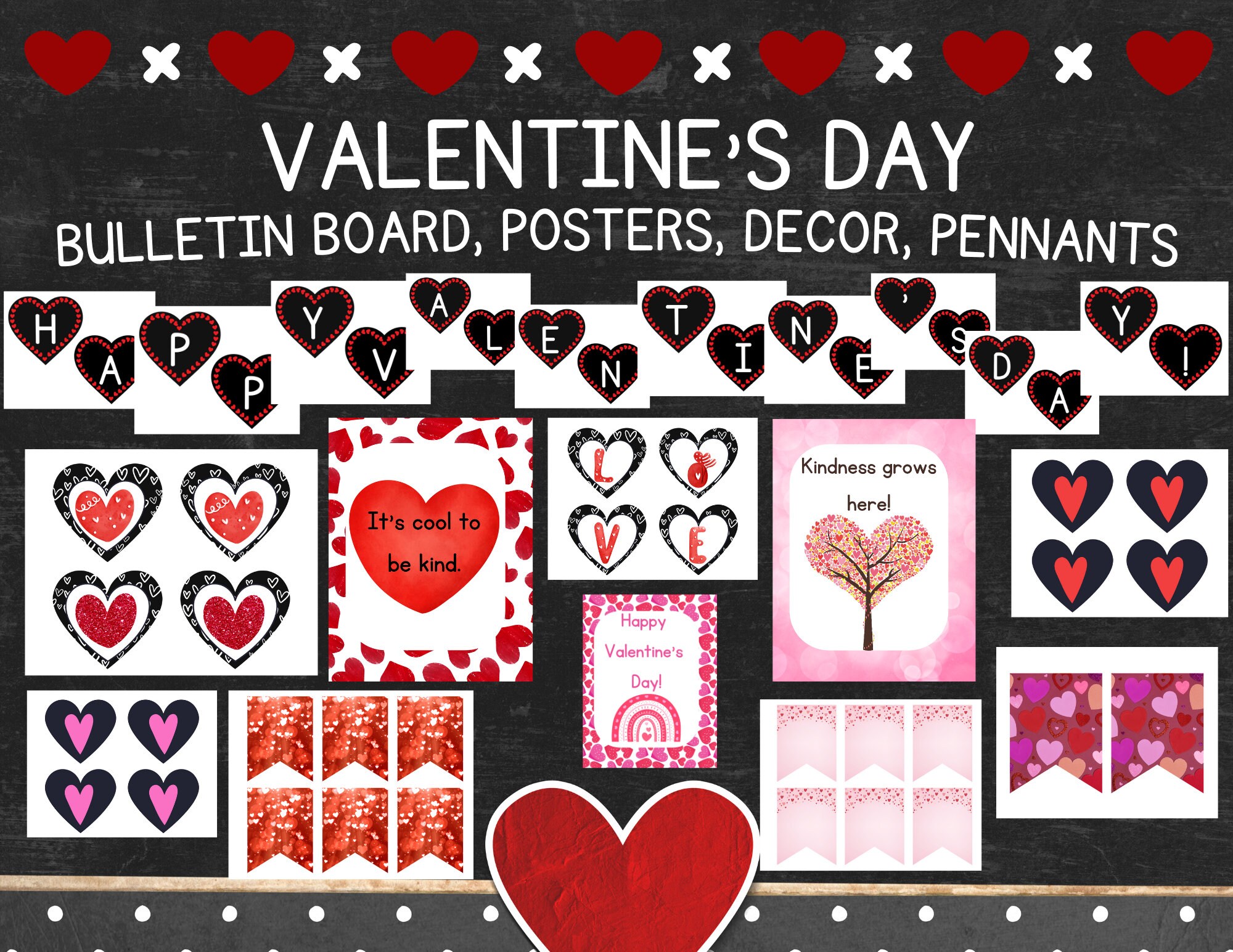 Valentine's Day Bulletin Board, Posters, Pennants, Decor - Etsy