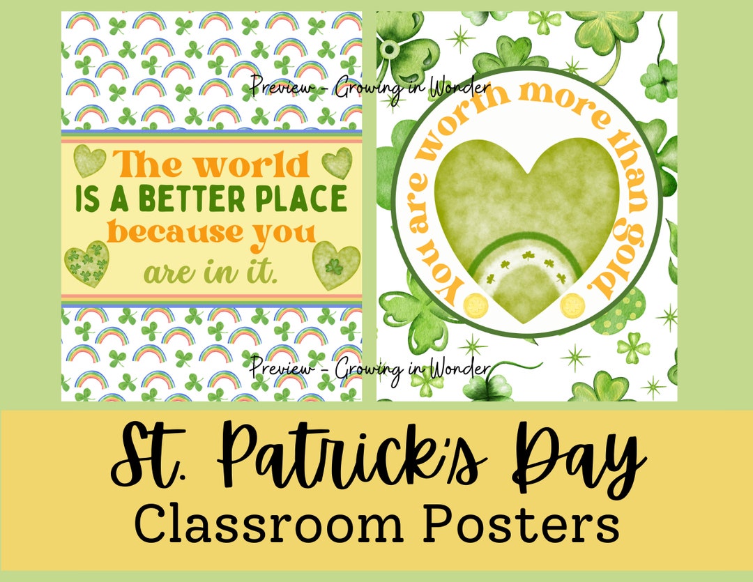 St. Patrick's Day Classroom Posters, Printable Class Decor - Etsy