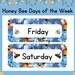 Honey Bee Days of the Week blue Background, Watercolor Honeybees - Etsy