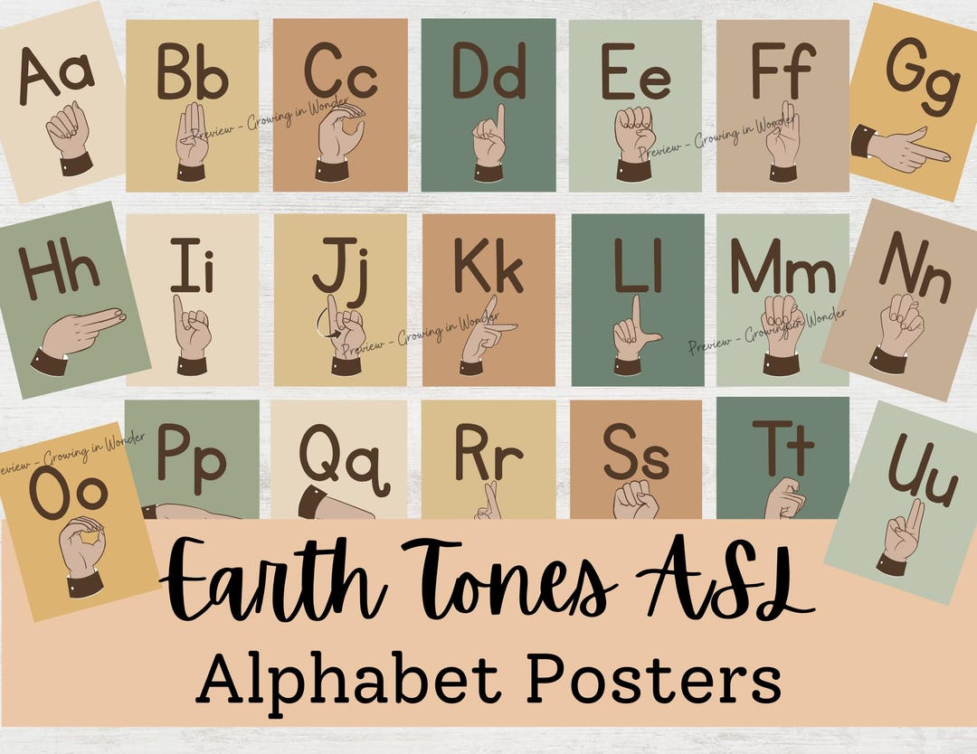Earth Tones Alphabet Sign Language ASL Printable Posters - Etsy