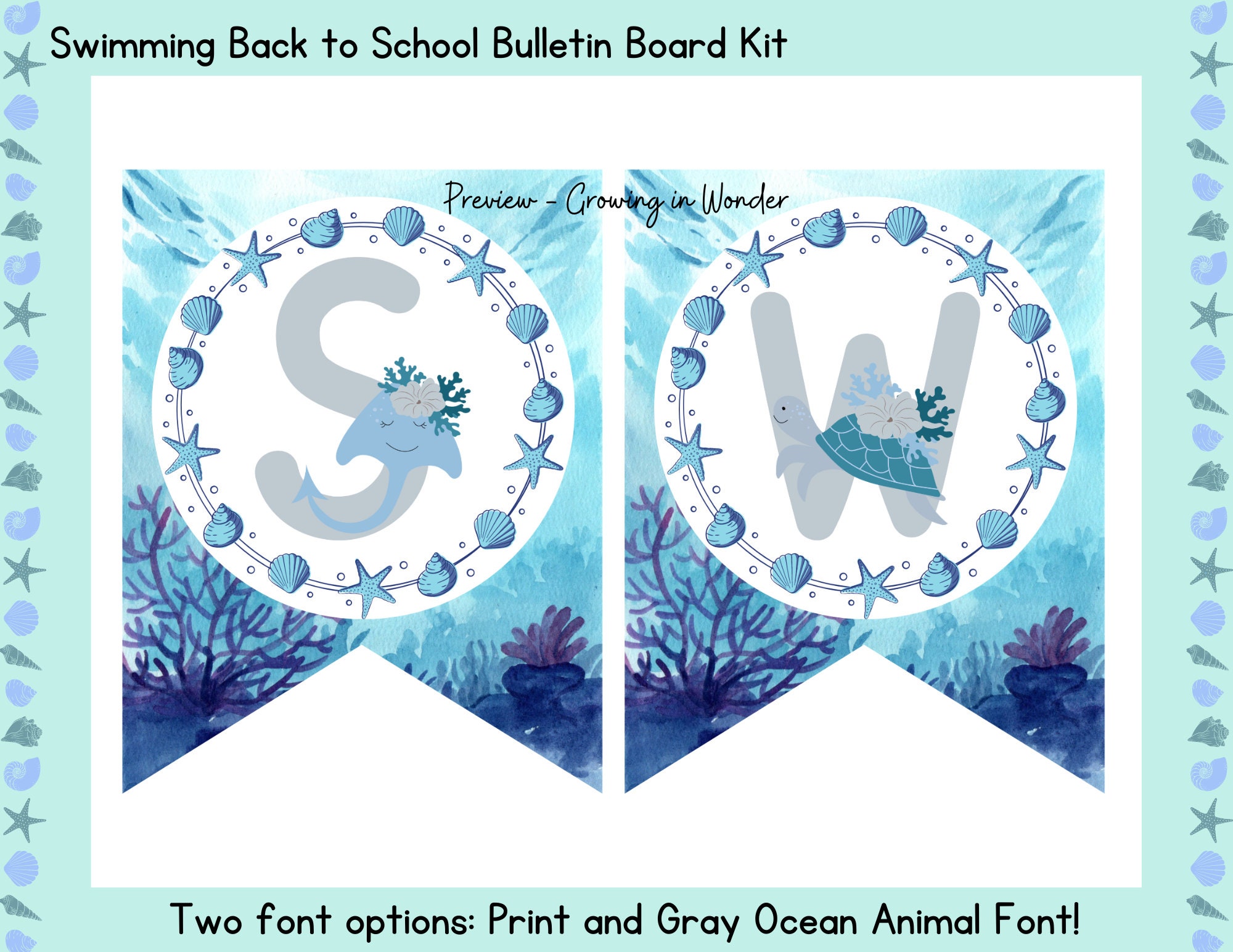Under the Sea, Ocean Back to School: Bulletin Board Kit - Etsy