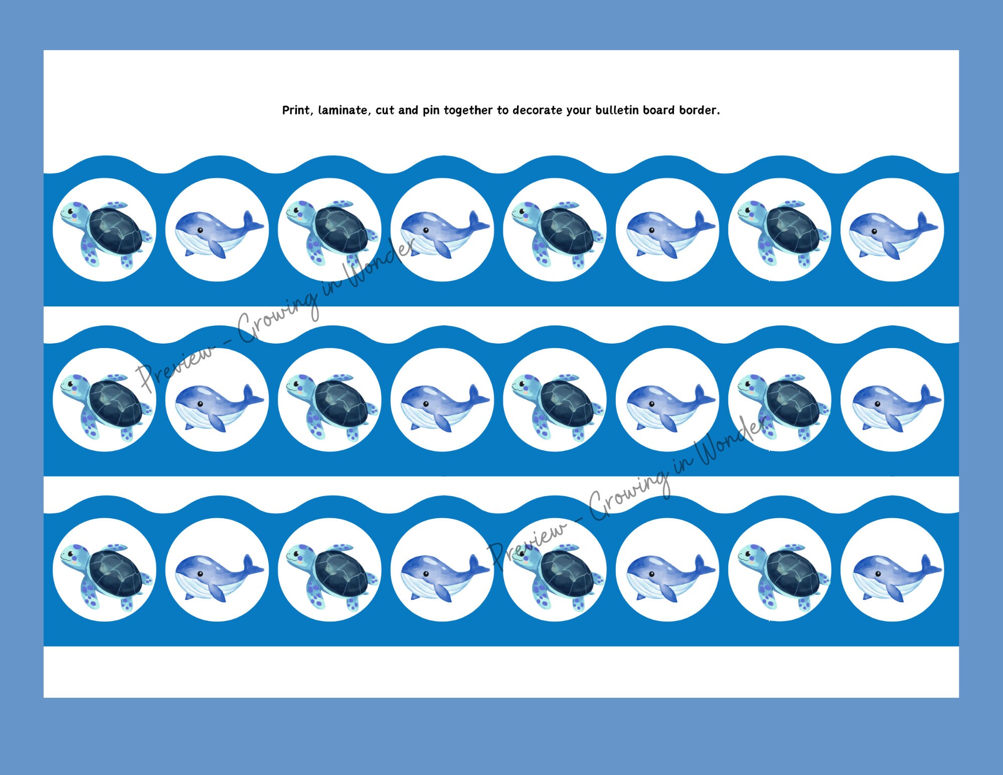 Ocean Theme Bulletin Board Borders, Under the Sea Classroom Decor, Back ...