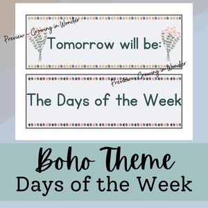 Days of the Week (boho Theme) - Etsy