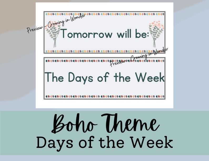 Days of the Week (boho Theme) - Etsy