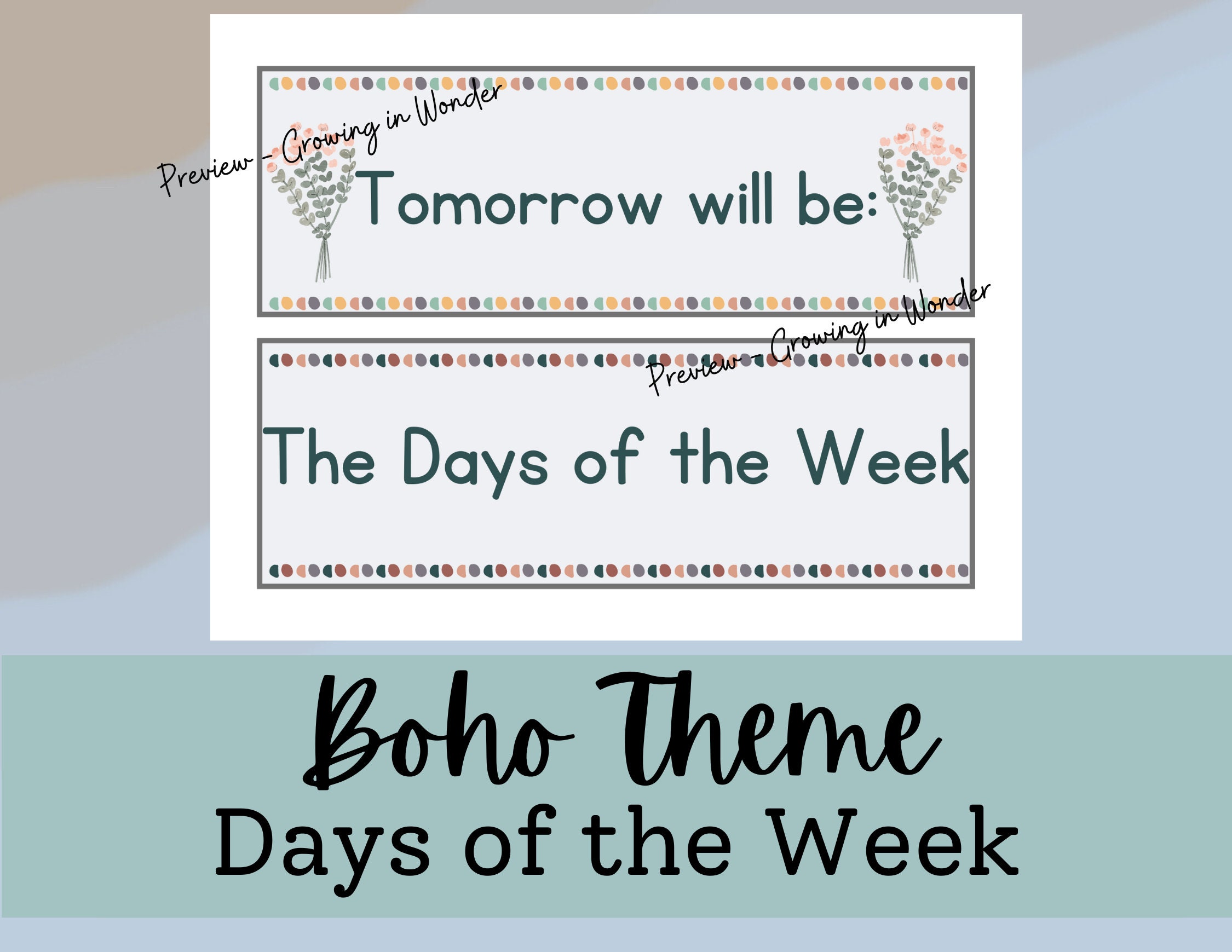 Days of the Week (boho Theme) - Etsy