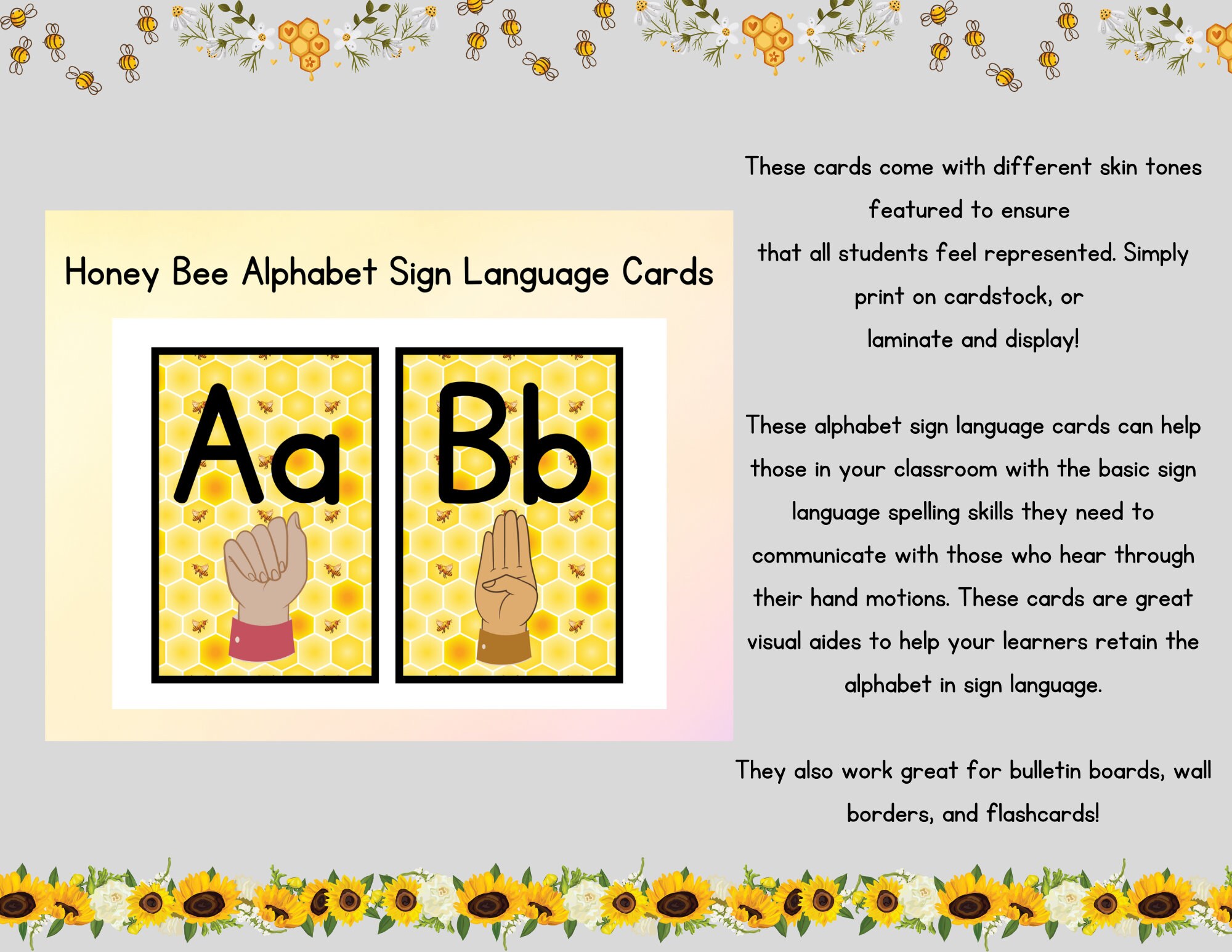 Honey Bee Classroom Bundle: Bulletin Board Kit, Bookmarks, Alphabet ...