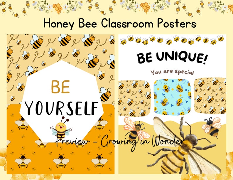 Honey Bee Posters, Classroom Posters, Back to School Bulletin Board - Etsy