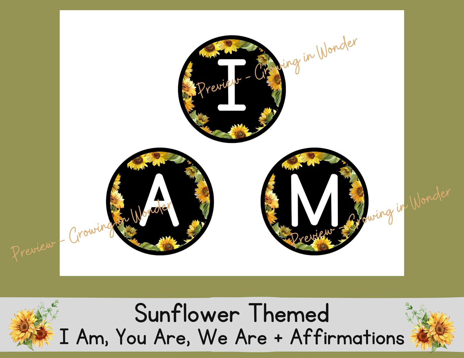 Sunflower Affirmation Station, Fall Bulletin Board Decor, Positive ...