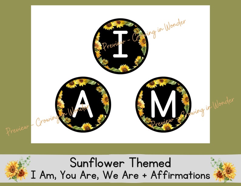 Sunflower Affirmation Station, Fall Bulletin Board Decor, Positive ...