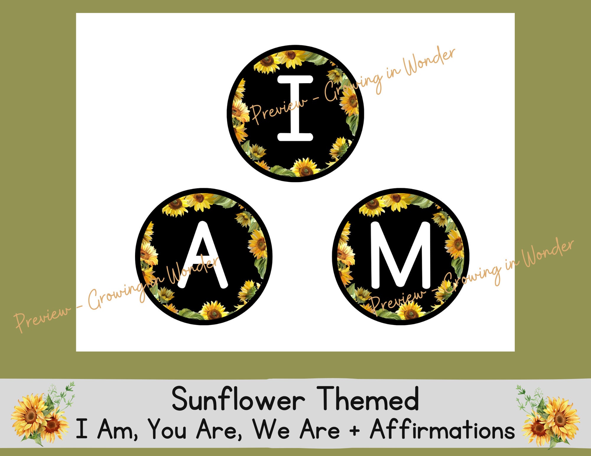Sunflower Affirmation Station, Fall Bulletin Board Decor, Positive ...