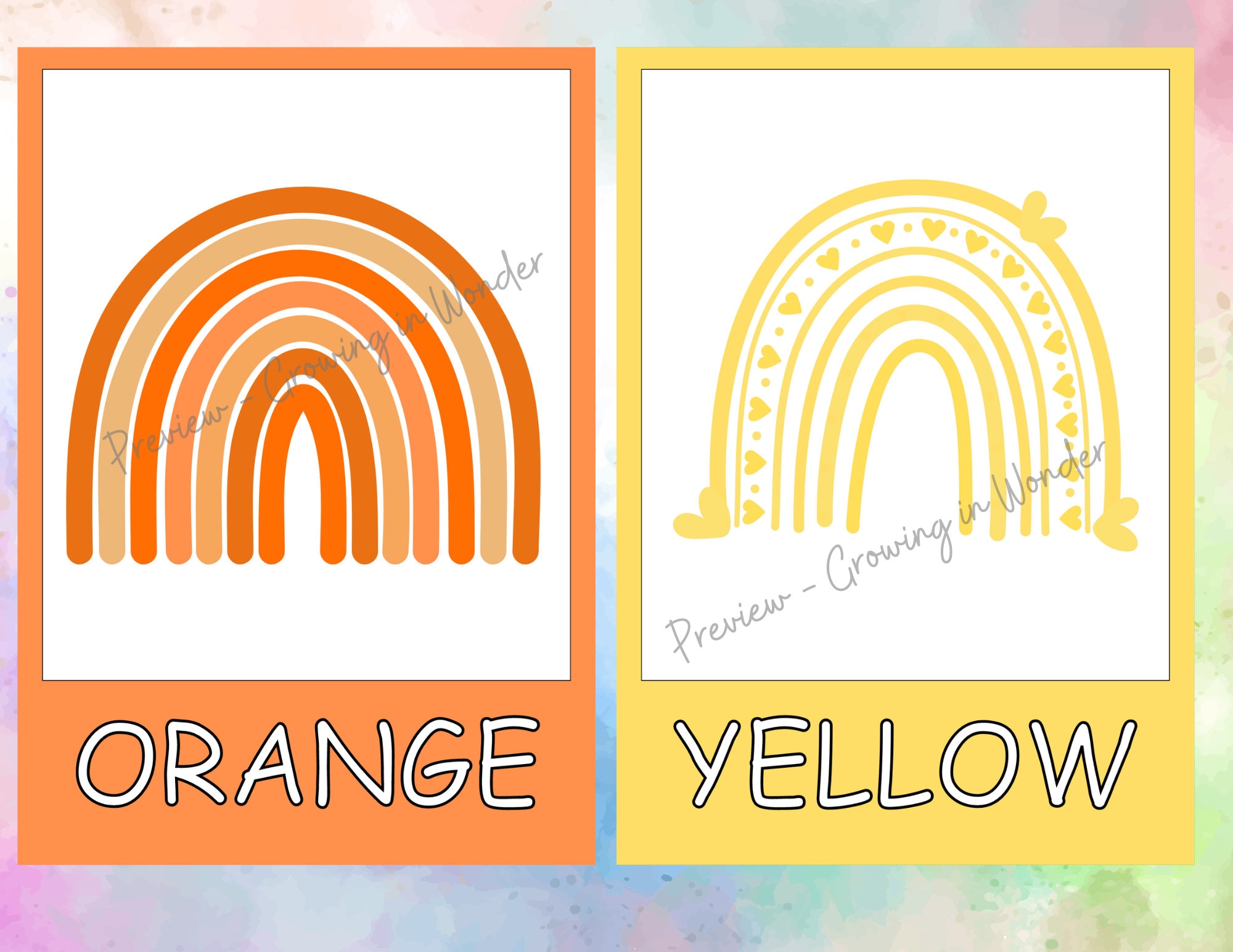 Rainbow Color Posters, Printable Classroom Posters/flashcards - Etsy