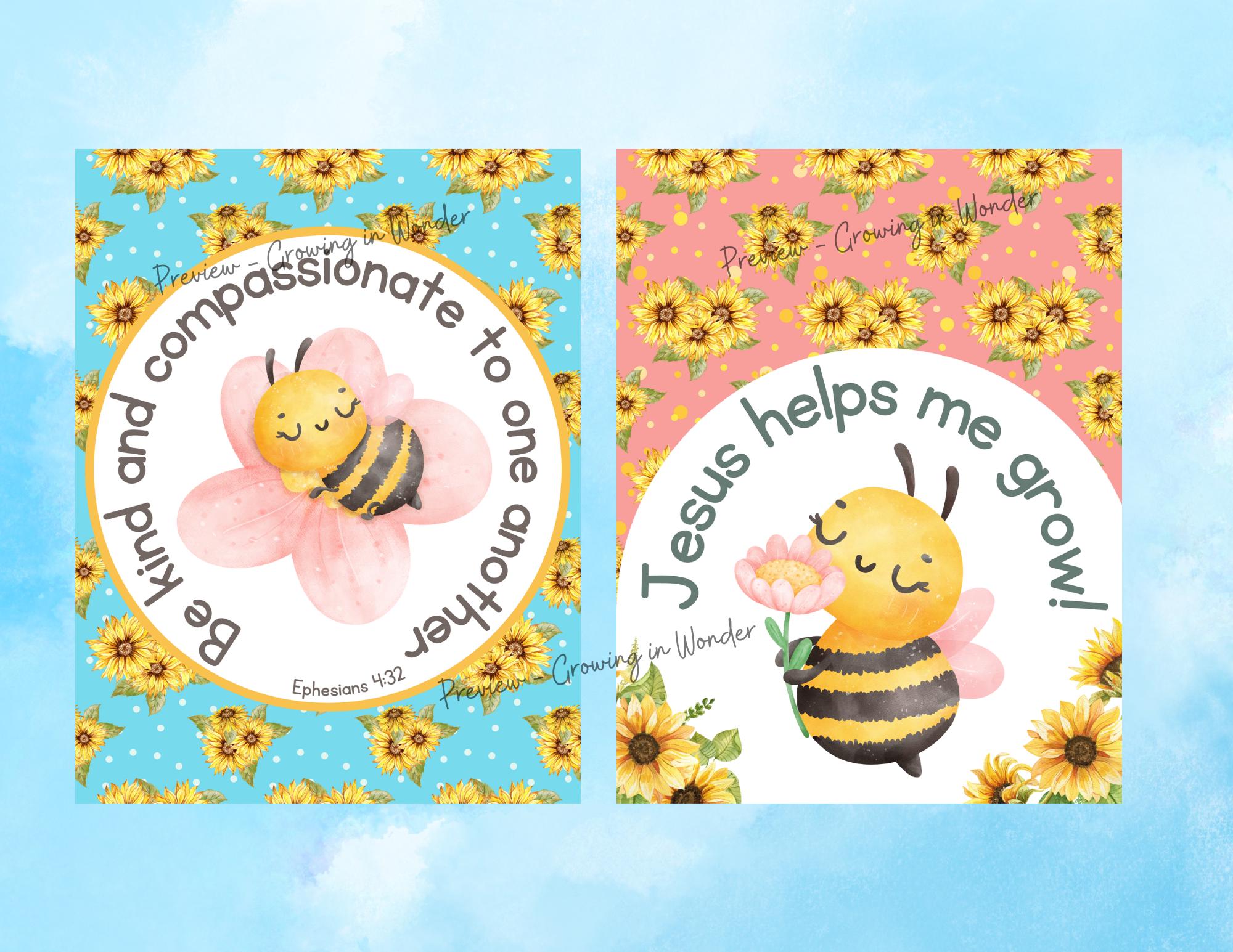 Spring Bee Bible Bulletin Board Posters, Christian/religious Classroom ...