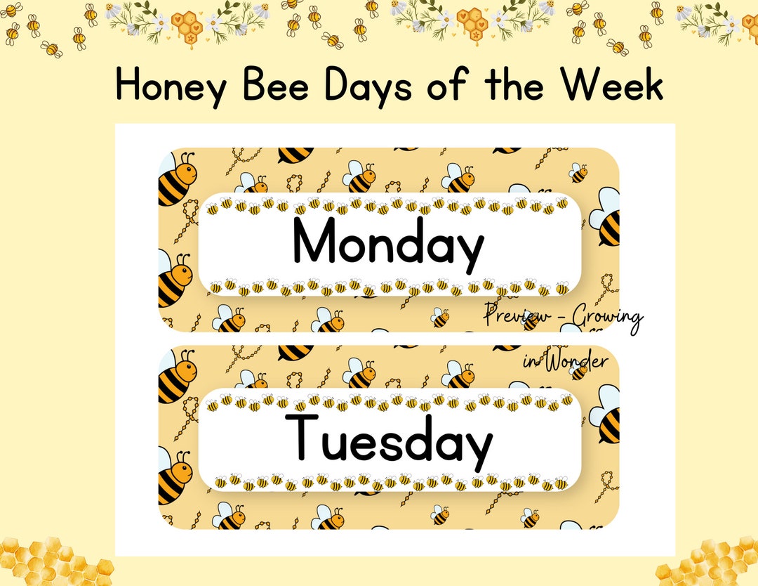 Honey Bee Days of the Week - Etsy