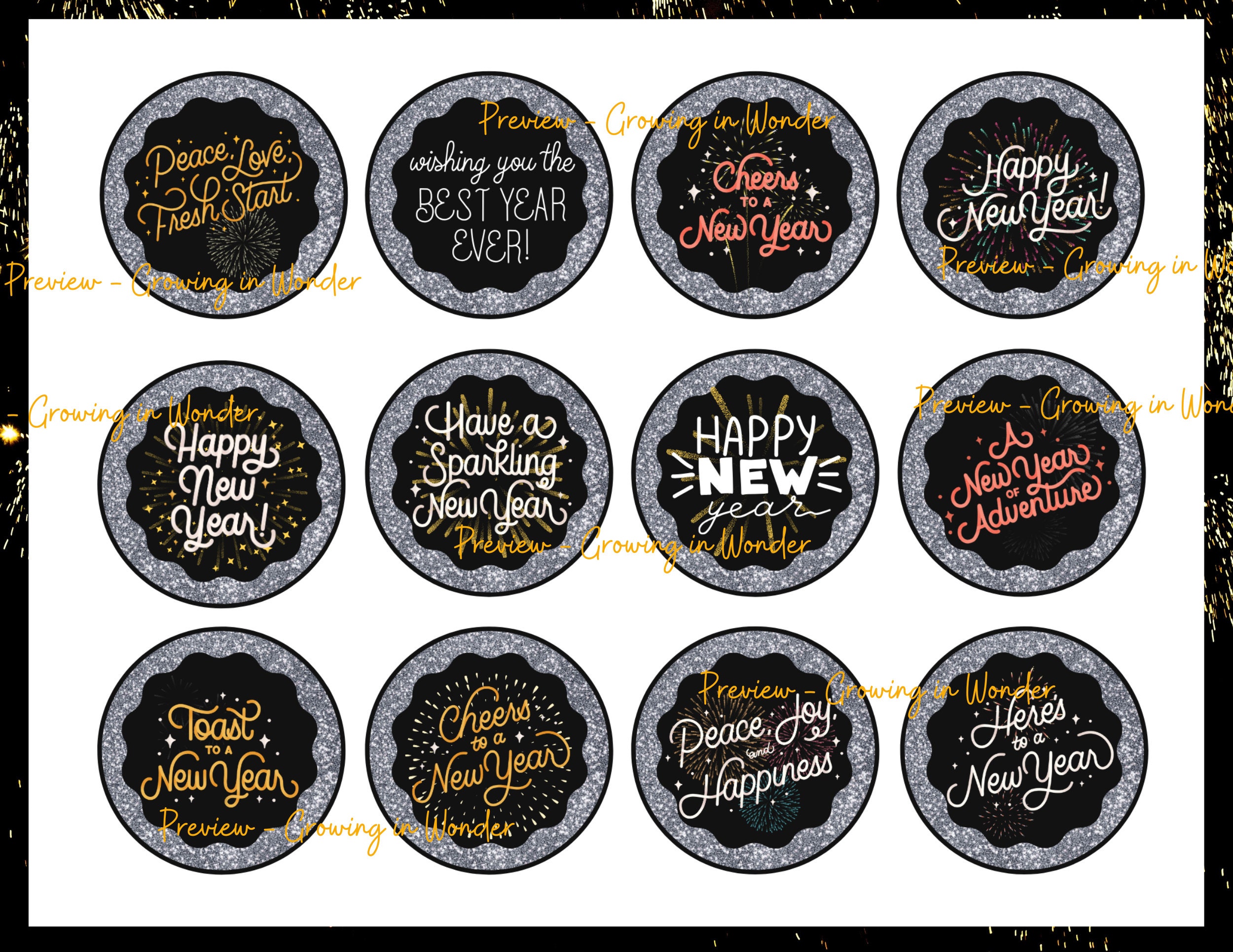 Happy New Year Cupcake Toppers, Printable - Etsy