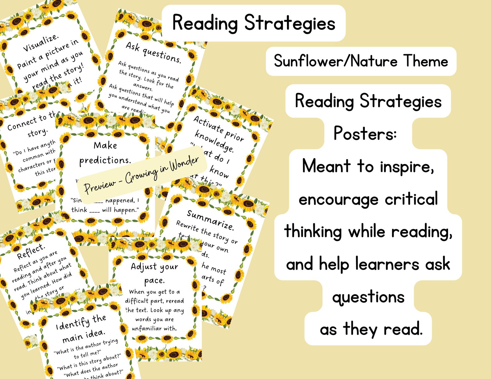 Reading Strategies Posters, Classroom Reading Bulletin Board - Etsy