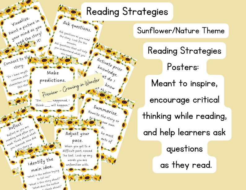 Reading Strategies Posters, Classroom Reading Bulletin Board - Etsy