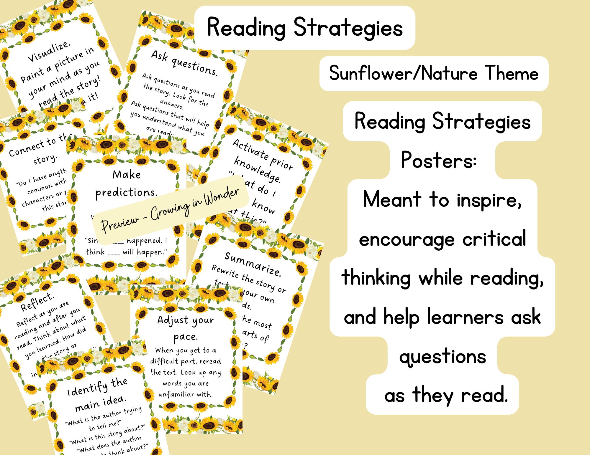 Reading Strategies Posters, Classroom Reading Bulletin Board - Etsy