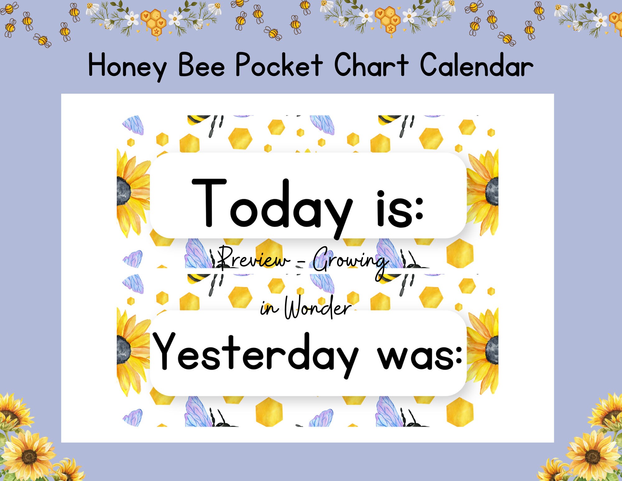 Bee Pocket Chart Calendar, Classroom Bulletin Board Calendar - Etsy