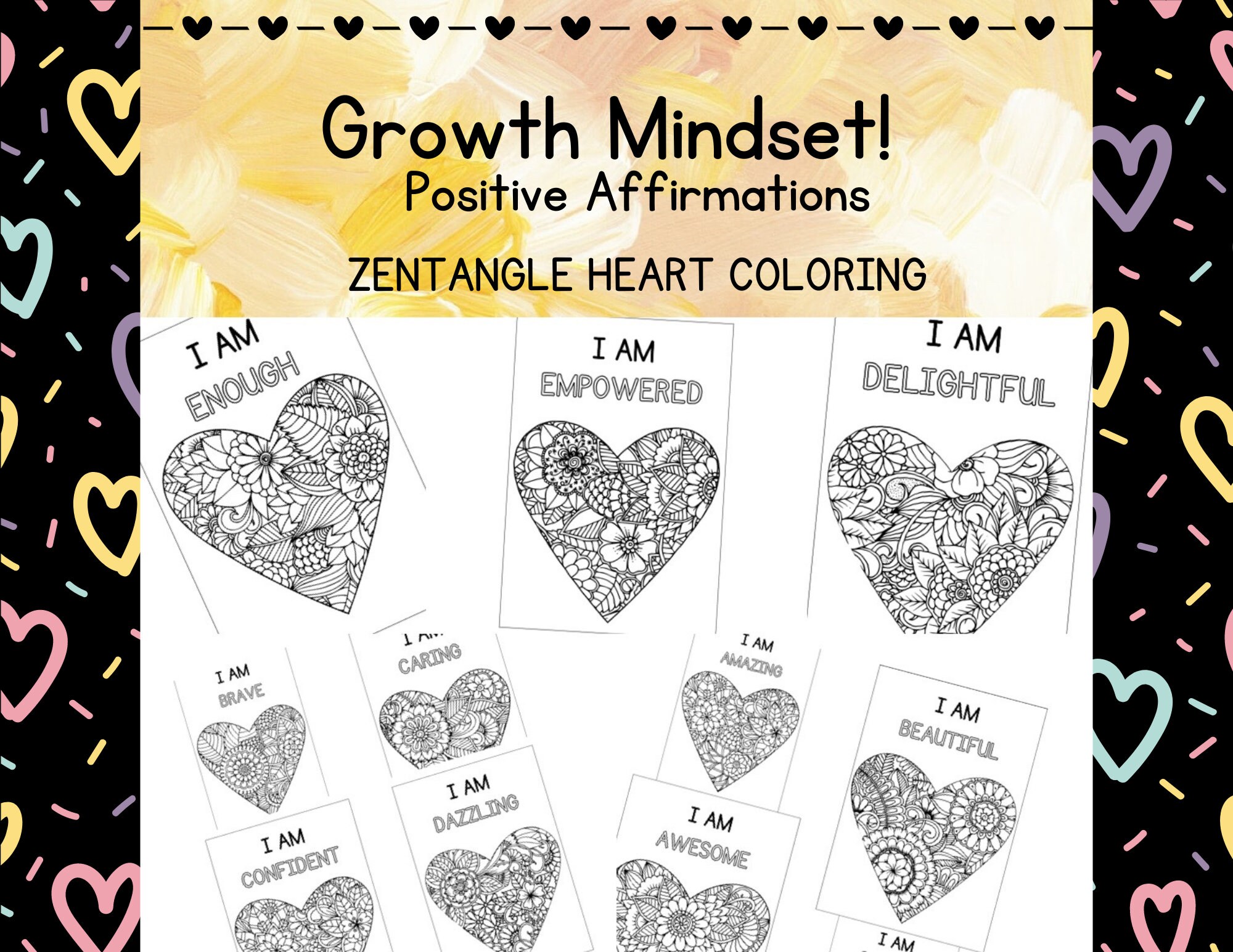 Growth Mindset Coloring Pages (zentangle / Mandala) - Etsy