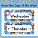 Honey Bee Days of the Week (blue Background, Watercolor Honeybees) - Etsy